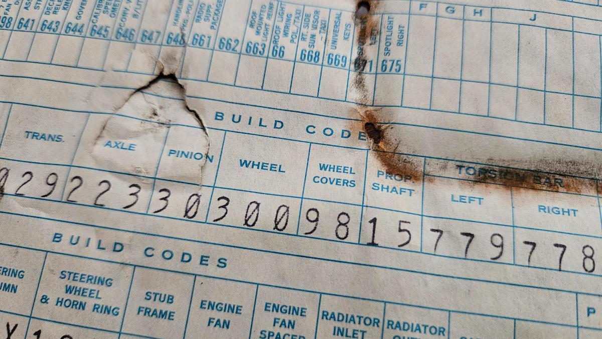 Chrysler's 1968 Build Sheet Wheel Code 300 - Chrysler Products ...