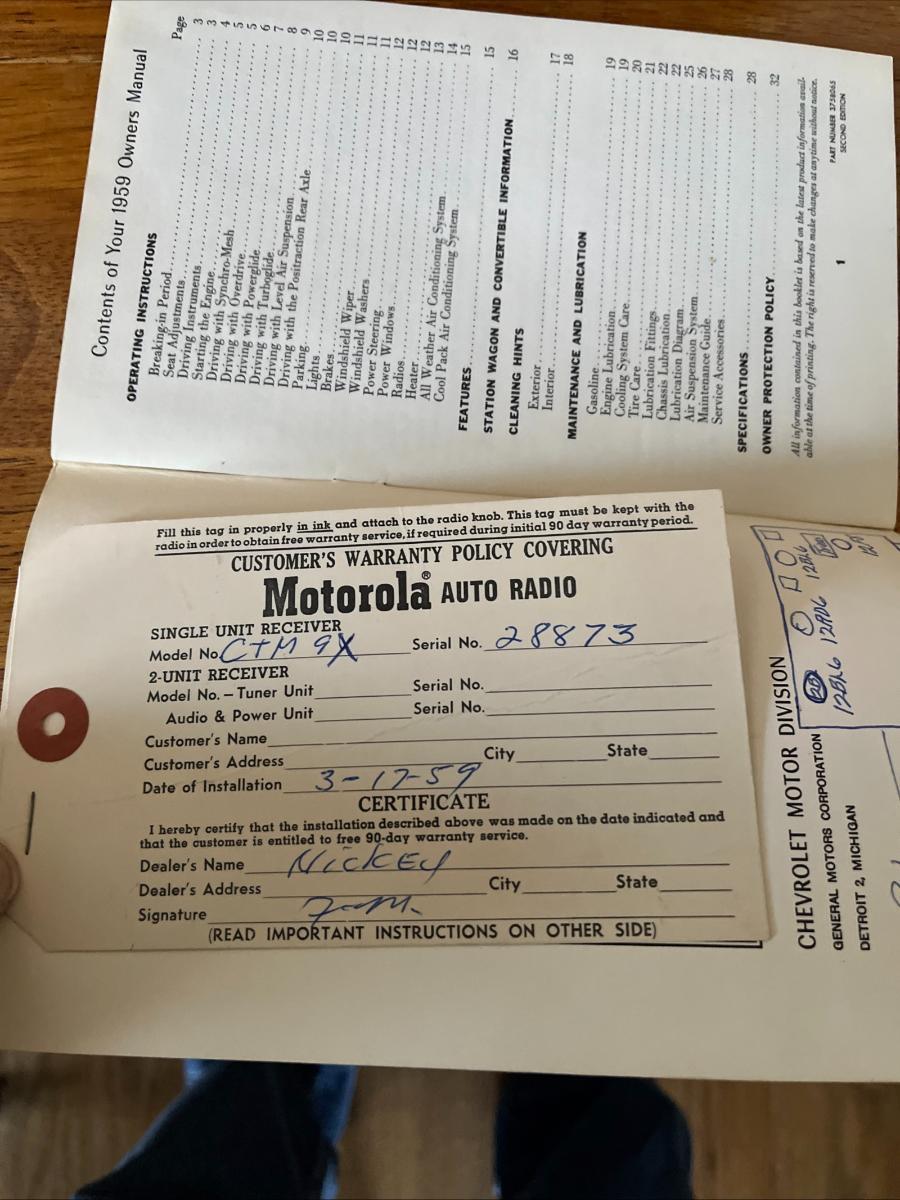 1959 Chevrolet owners mannaul and guide from Nickey Chevrolet - Parts ...