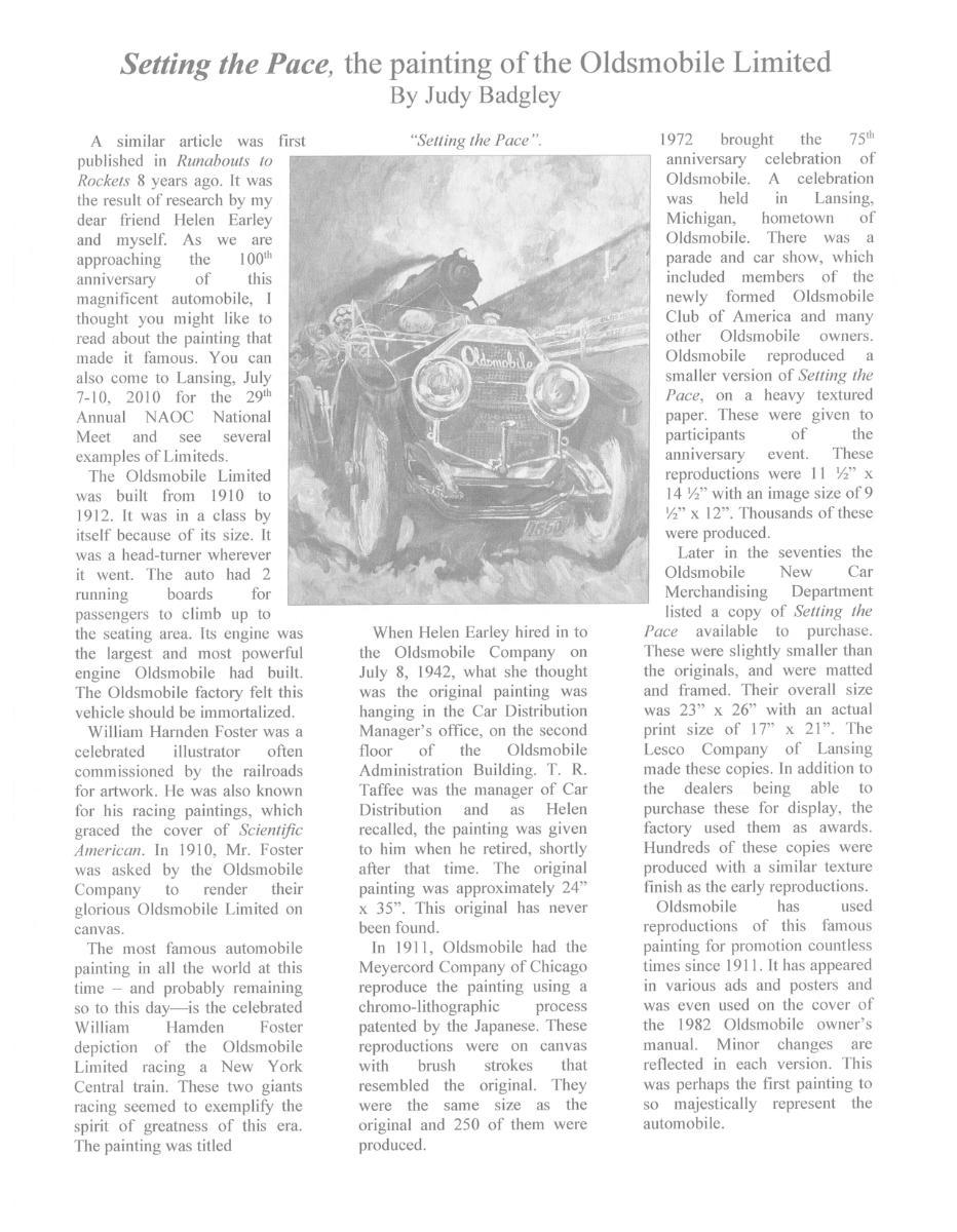 Oldsmobile Setting the Pace painting - AACA - Library and Research ...