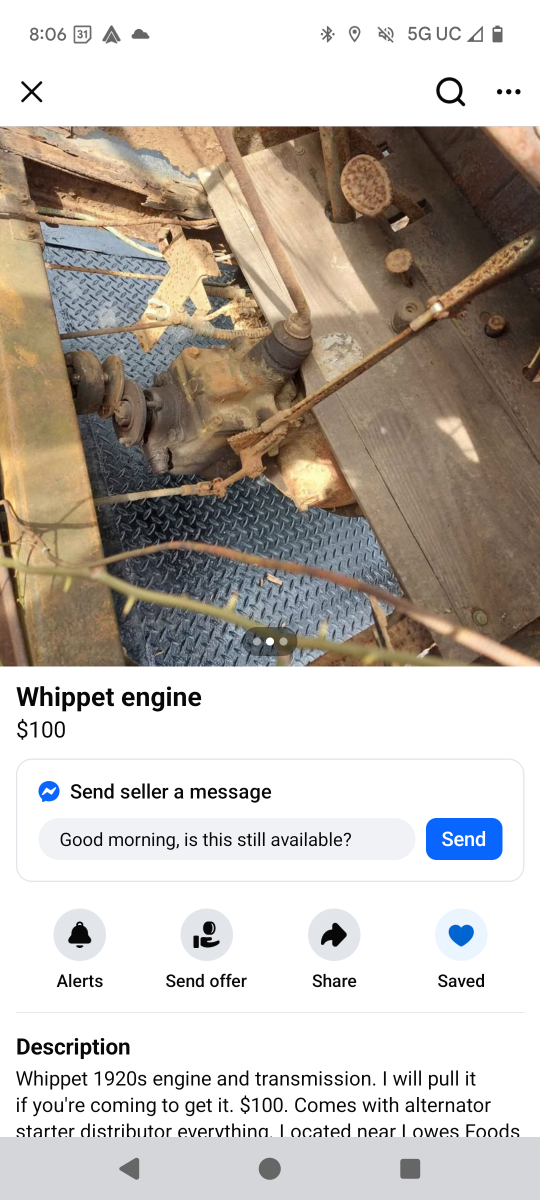 Not mine: Whippet engine $100 - Willys, Overland, Whippet, Willys ...