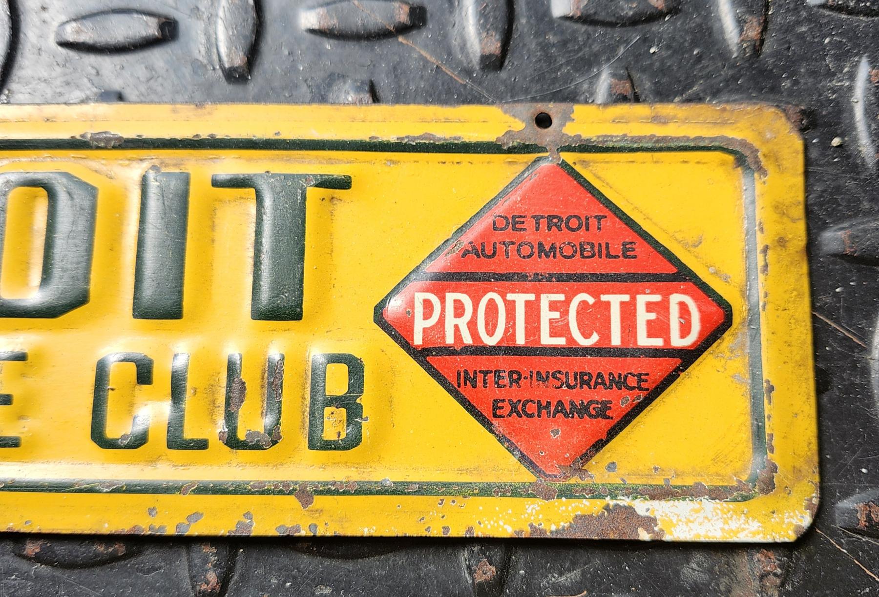Sold: Original 1915-1925ish Detroit Automobile Club plate for mounted ...
