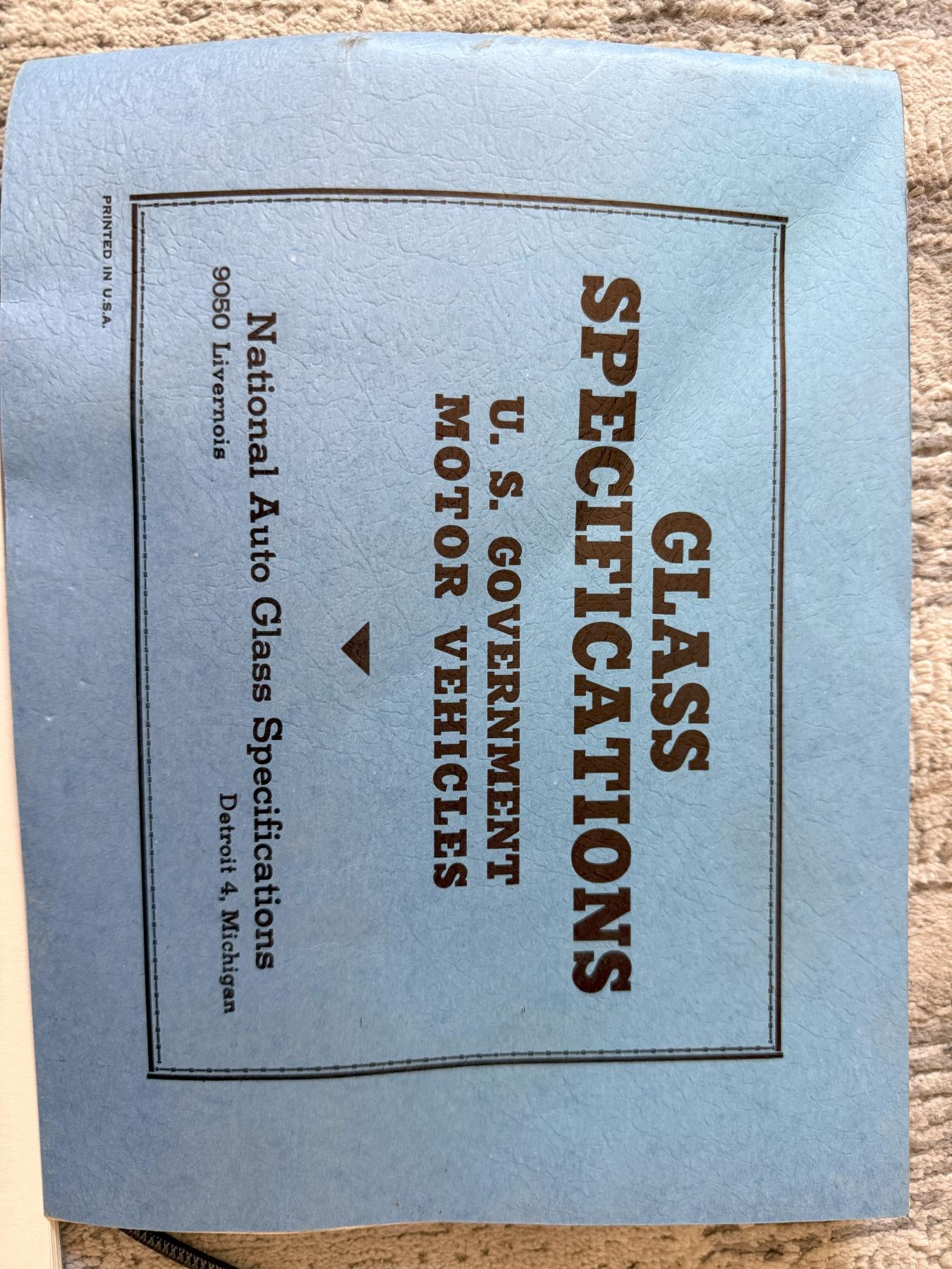 FS: NAGS glass template set 41-T-1591 For US Government Motor Vehicles ...