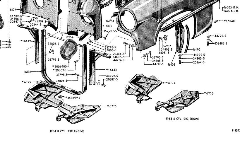 WTB Engine splash pan for 1954 Ford Mainline 6 cylinder 223 CI - Ford ...