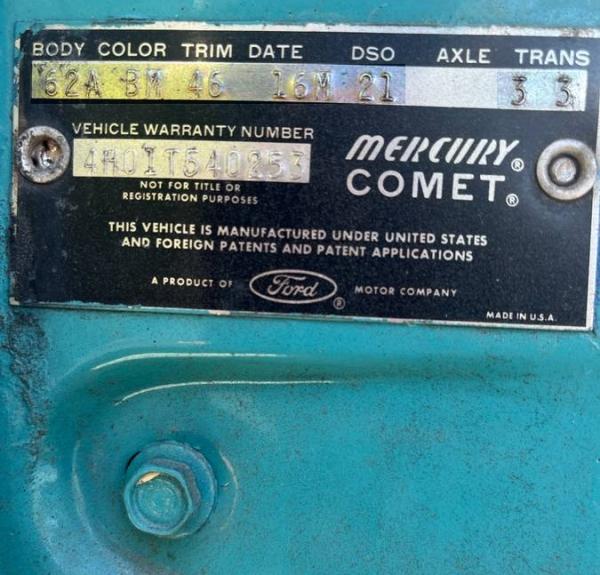 For Sale: 1964 Mercury Comet 202 2dr Sedan, 80K miles - Project ...
