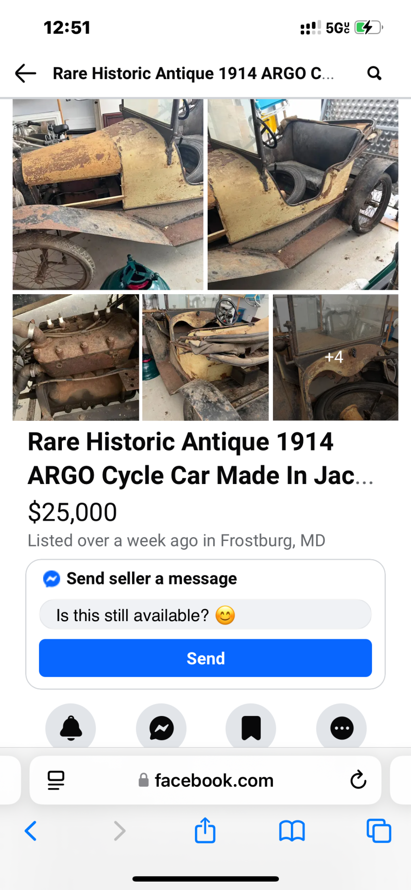 Rare Historic Antique 1914 Argo cycle car, not mine. - "Not Mine ...