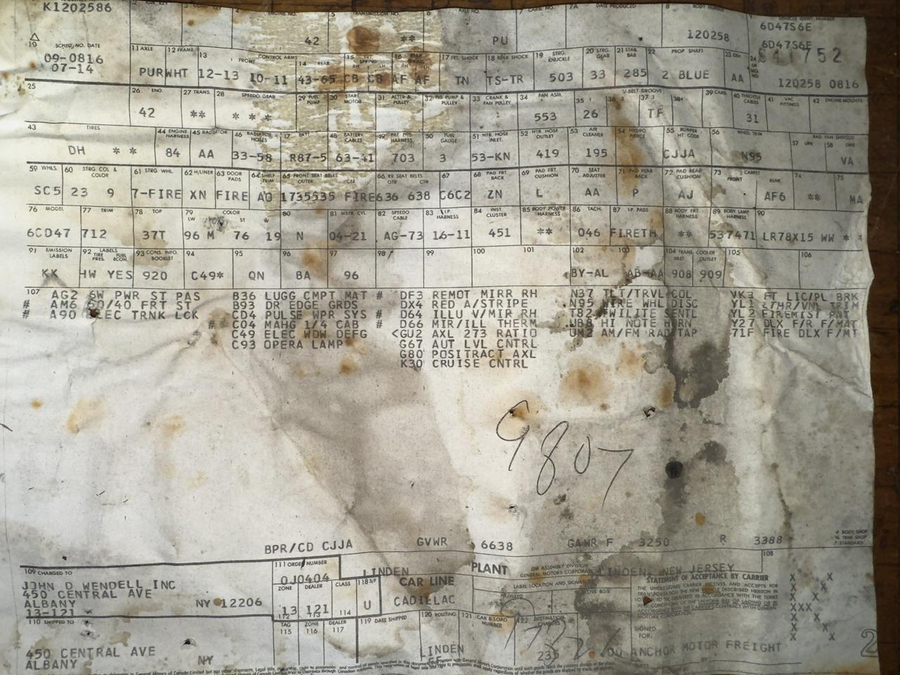 Found: a 1976 Oldsmobile Build Sheet Taped to the Top of My 1976 ...