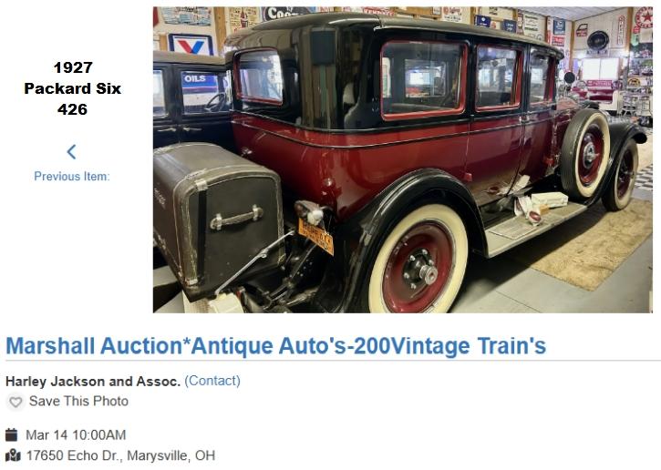 Auction: Packards 1927 426 & 1932 902, Cadillac 1929 341-B, Marysville ...