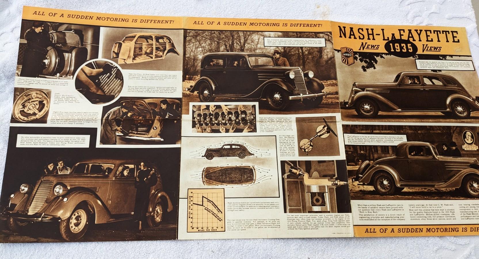 1935 NASH-LaFAYETTE AMBASSADOR 8 [NEWS VIEWS ]SALES LITERATUTE CATALOG ...