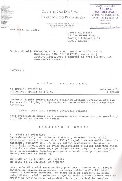 Eko-Flor Plus bezobrazluk !!! - Ovrhe i ovršni postupci - Legalis ...