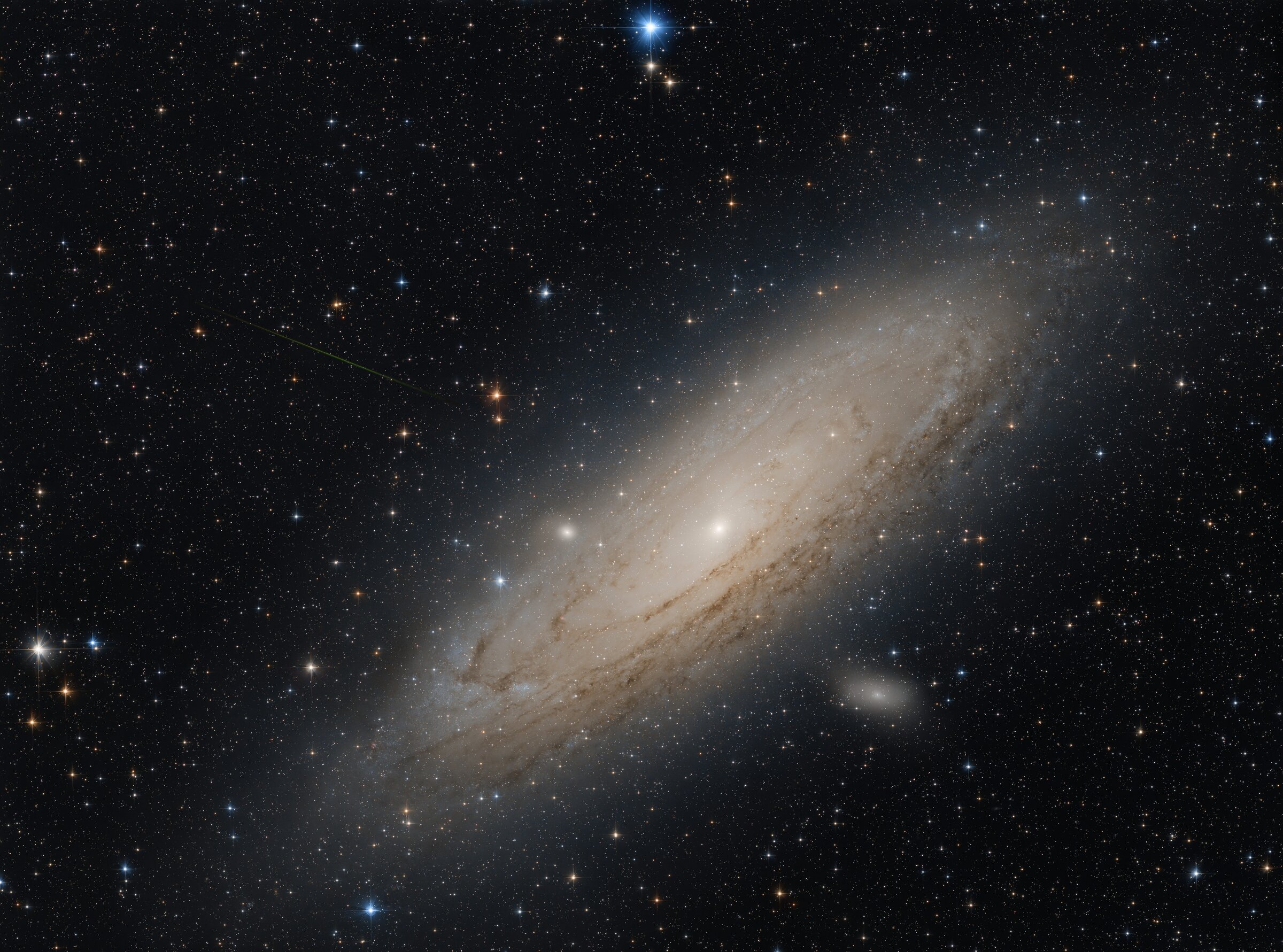 Messier 31, The Andromeda Galaxy and a small early Perseid meteor, a 2 ...