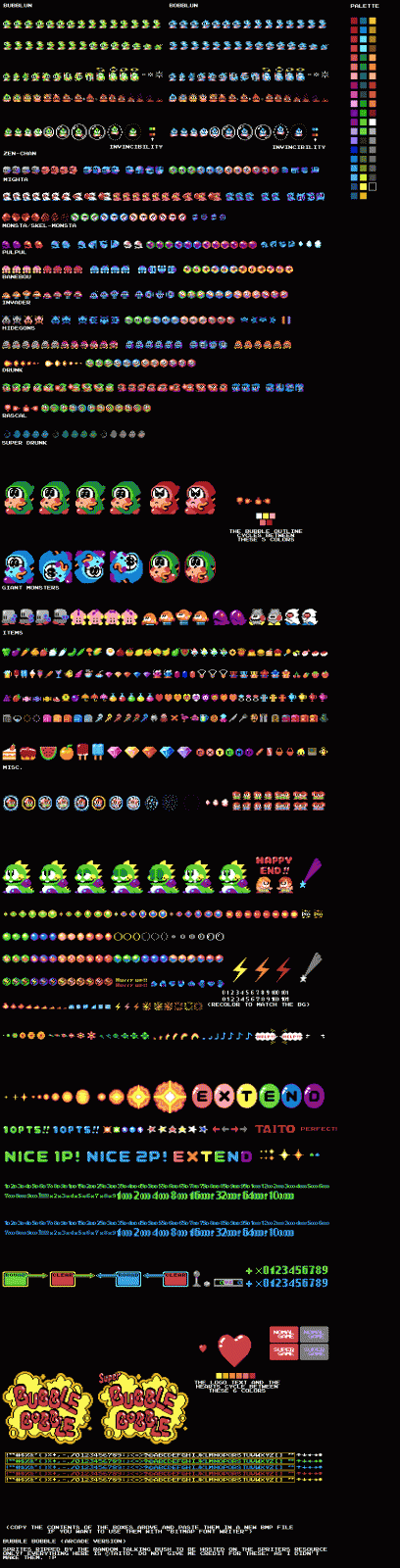 Bubble Bobble Arcade Sprites -> 7800 - Atari 7800 - AtariAge Forums
