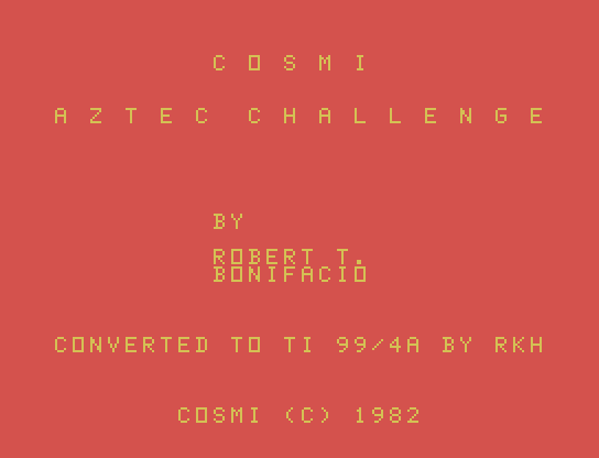 Aztec Challenge - TI-99/4A Computers - AtariAge Forums