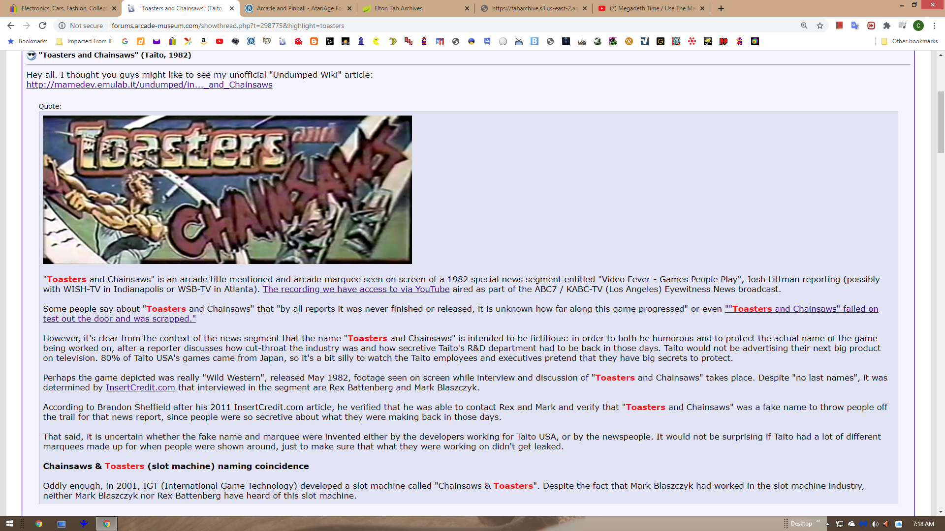 Toasters and Chainsaws - Arcade and Pinball - AtariAge Forums