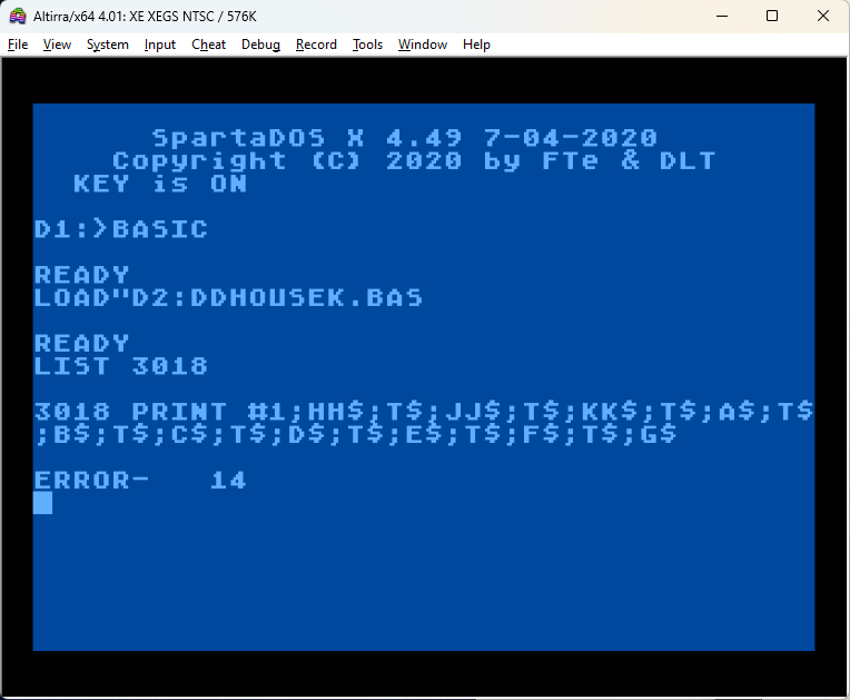 Revision C BASIC Error that does not show in Rev A or Altirra BASIC ...