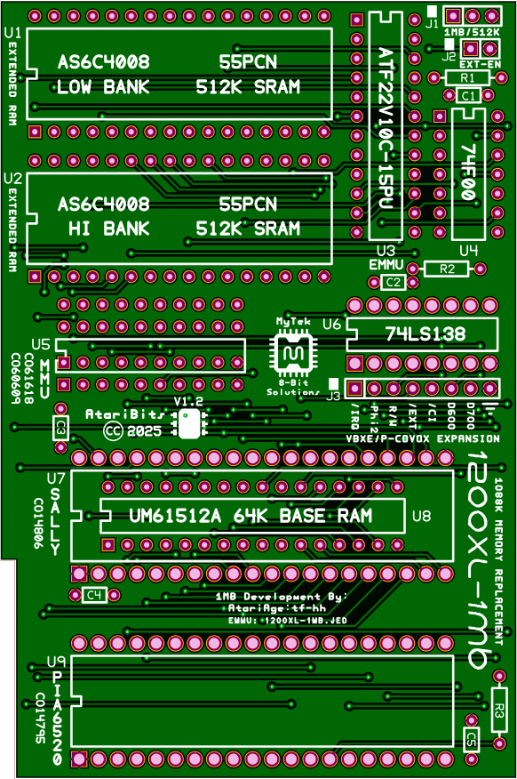 Atari 1200XL-1MB, Solder-Less 1088K SRAM-Based Memory Replacement Board ...
