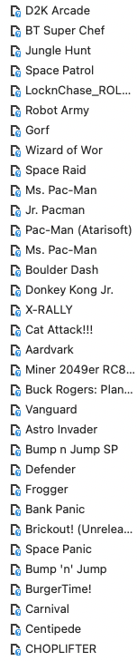 Arcade Port List? - Intellivision / Aquarius - AtariAge Forums