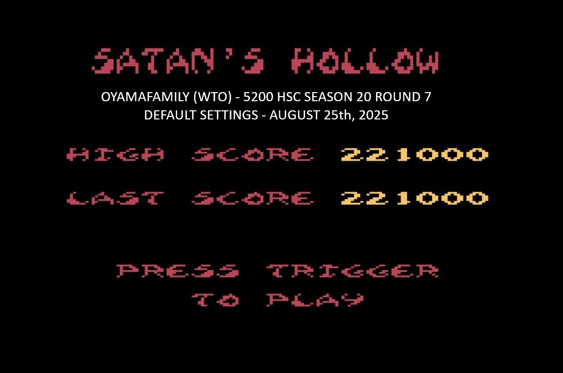 5200 HSC Season 20 Round 7 - Satan's Hollow - 5200 High Score Club ...