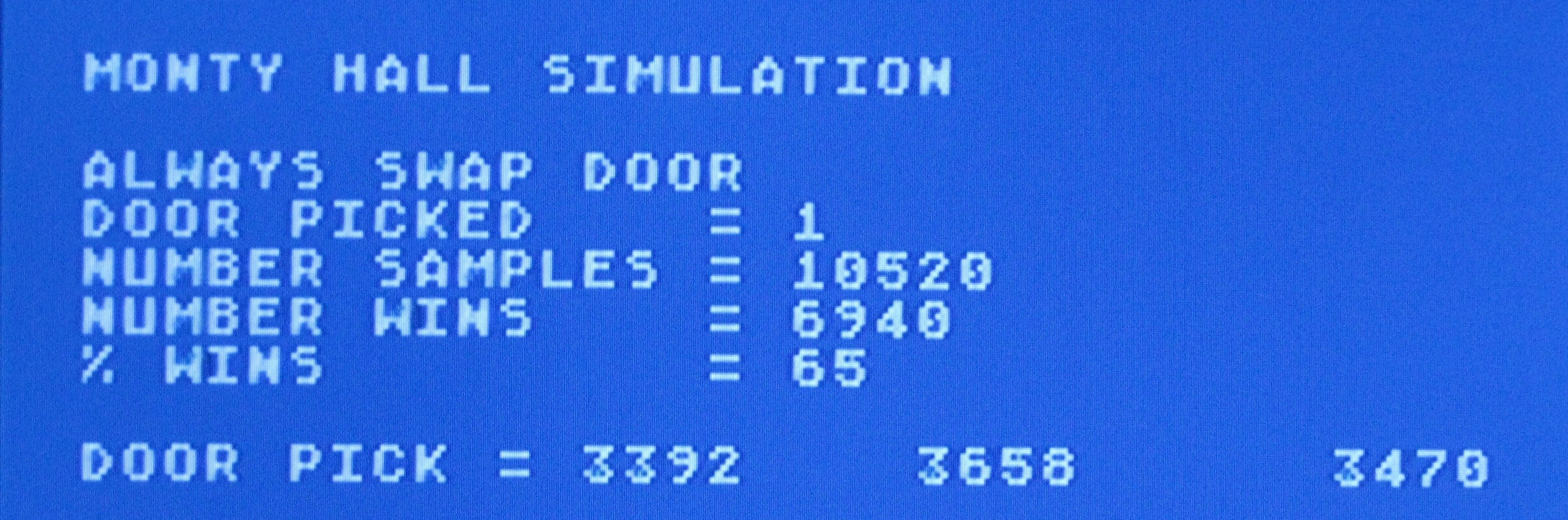 Monty Hall Paradox Simulation. - Out of the Pack - AtariAge Forums