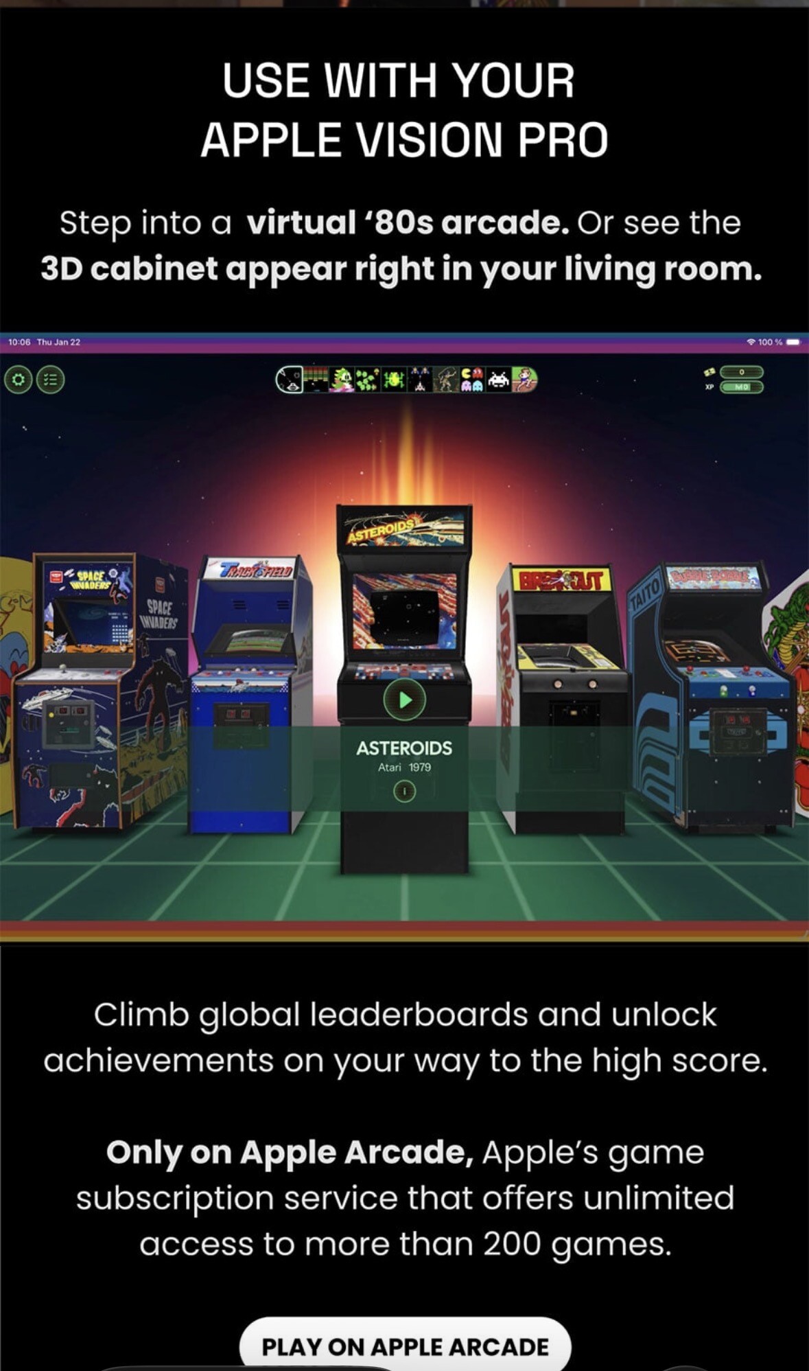 Retrocade is coming on February 5 to Apple Arcade for Apple Vision Pro ...