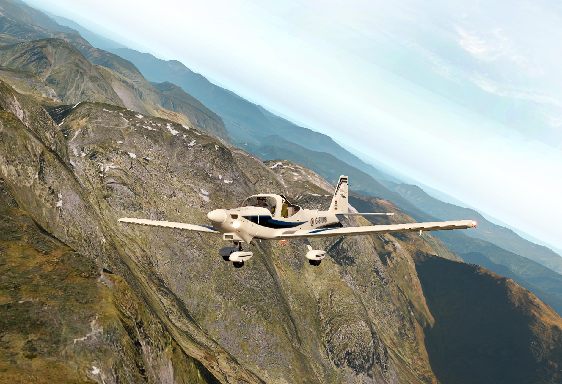 Grob Tutor contour flying over the Lake District peaks. Great Britain ...