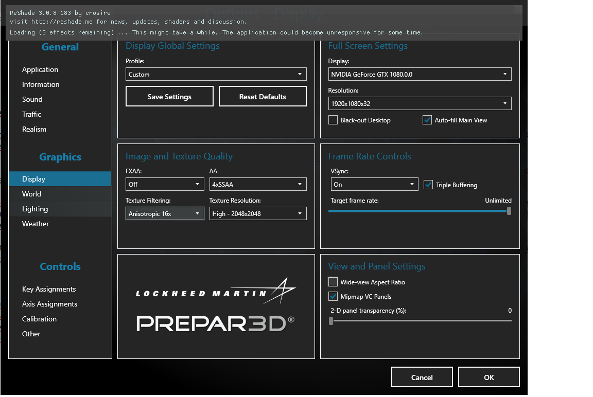 FPS optimizing in P3DV4 4.5 with Ryzen 5 1600X and GTX1080 - PREPAR3D ...