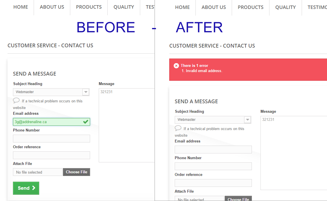 CONTACT FORM - invalid email - Configuring and using PrestaShop ...
