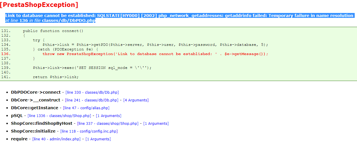 Link to database cannot be established: SQLSTATE[HY000] [2002 ...