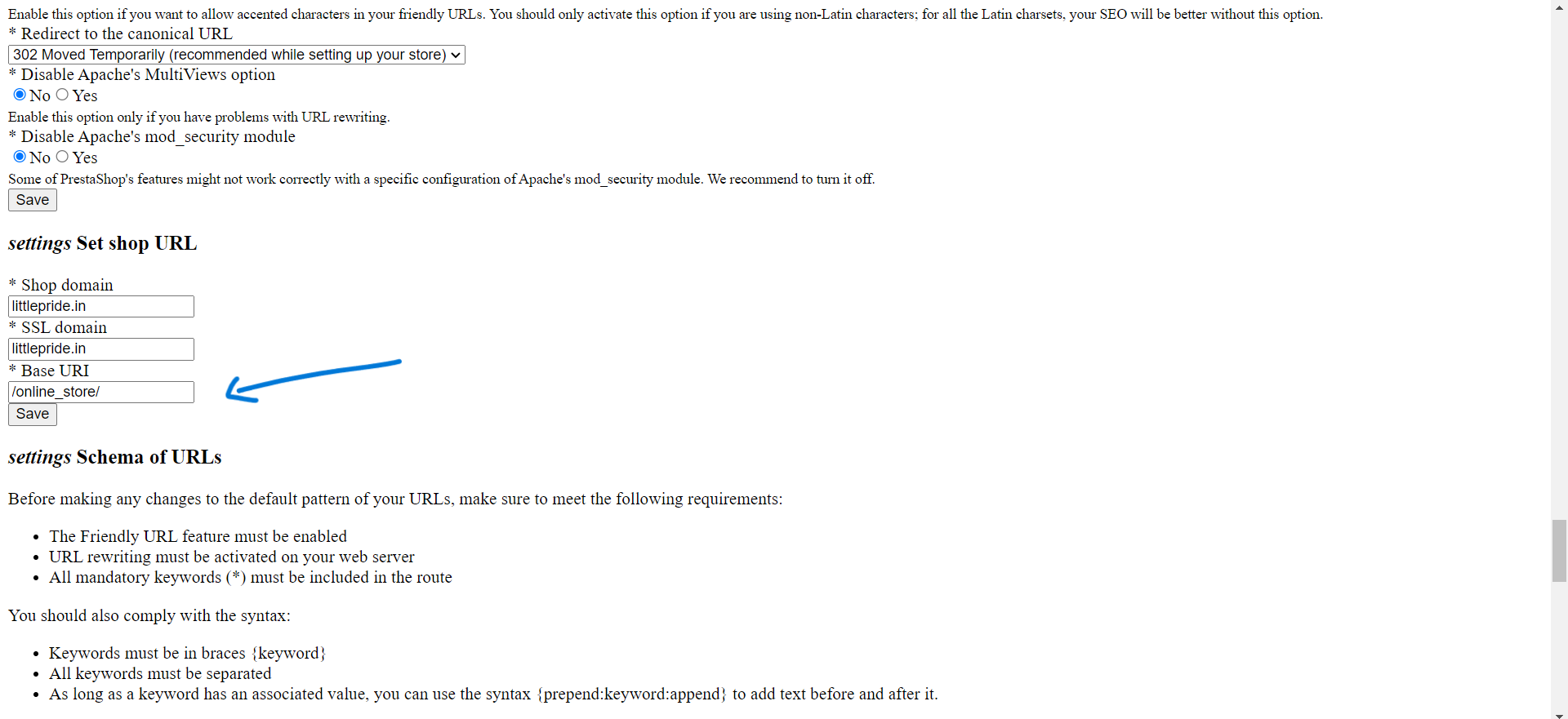 how can i change base uri in 1.8 without any page modification ...