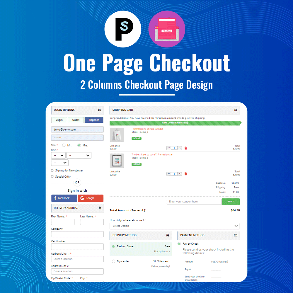 [MODULE] Prestashop One Page Checkout, Social Login & Mailchimp - Quick ...