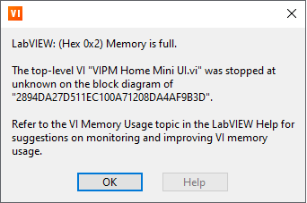 Error "memory is full" - VIPM Idea Exchange - VIPM Community