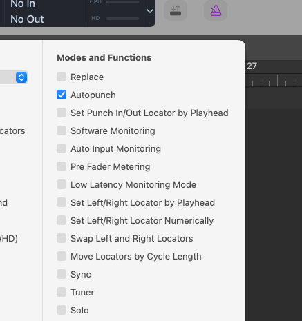 Control Bar and Display (modes and functions) Greyed out - Logic Pro ...