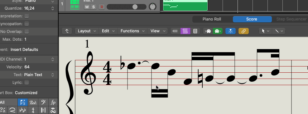 Score Editor: Note Display - Logic Pro - Logic Pro Help