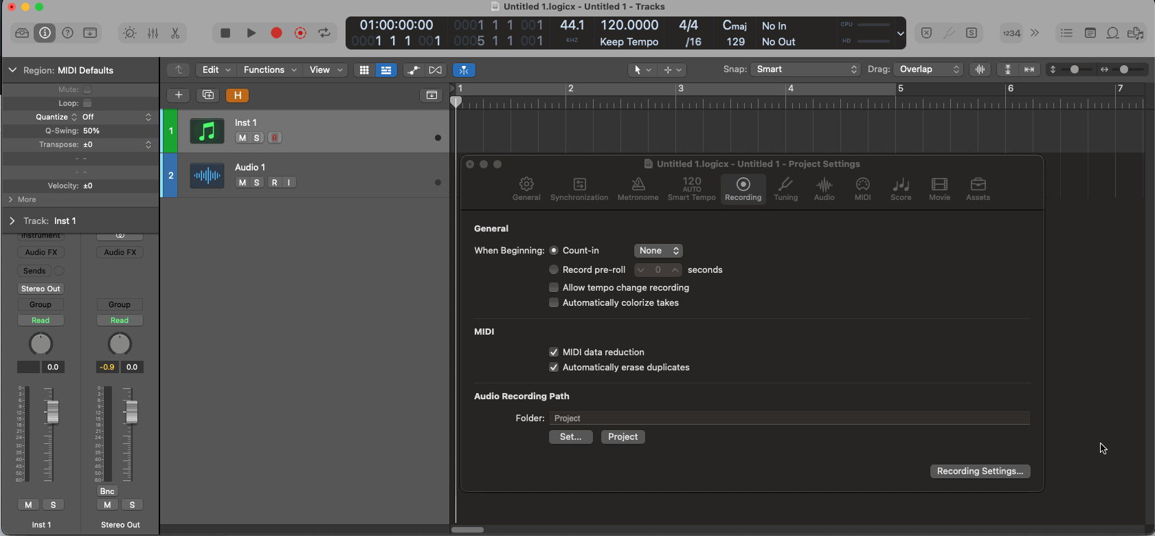 extend count in when NOT recording? - Logic Pro - Logic Pro Help