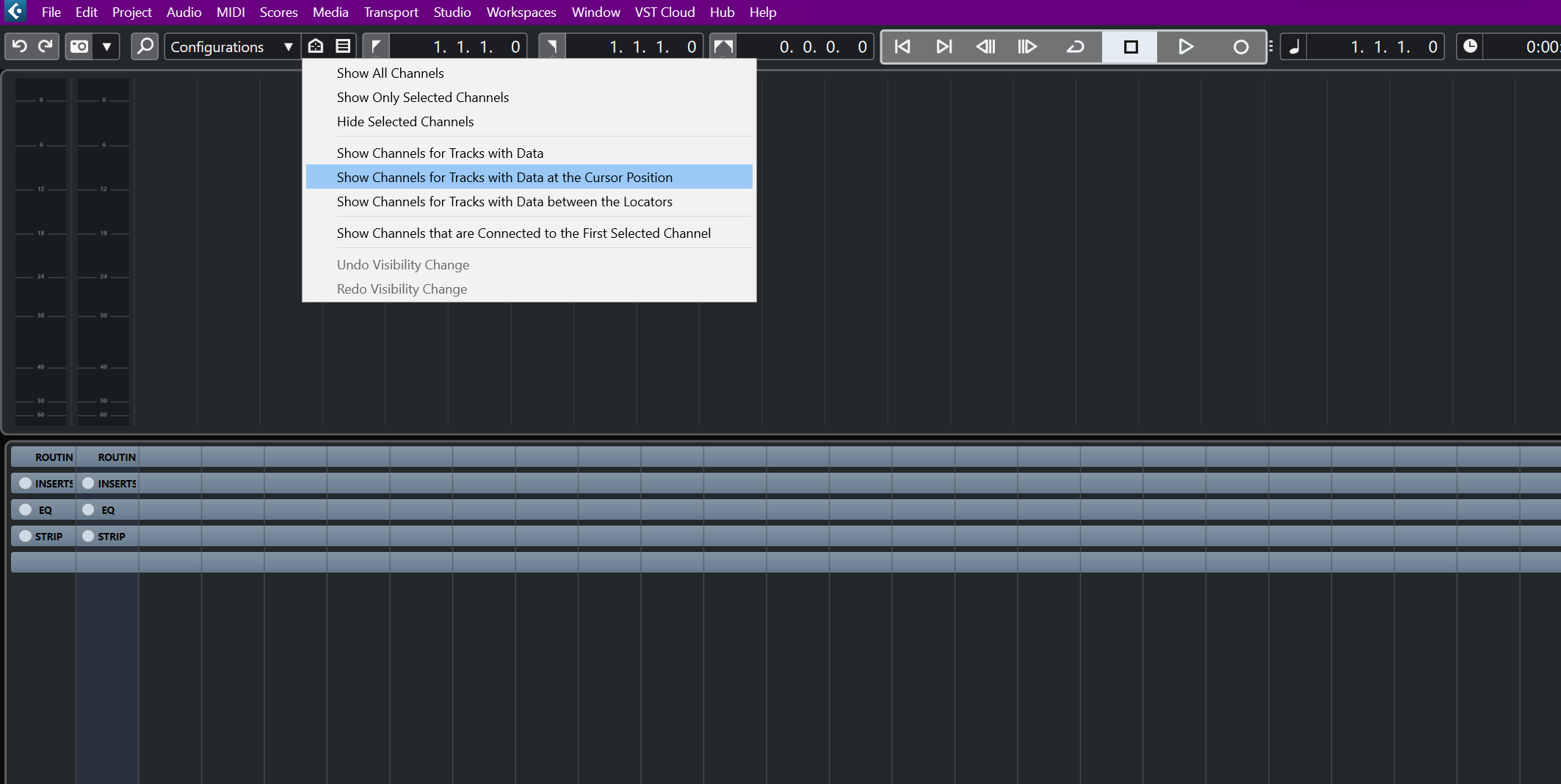 Show Channels for Tracks with Data at the Cursor Position (arrange and ...