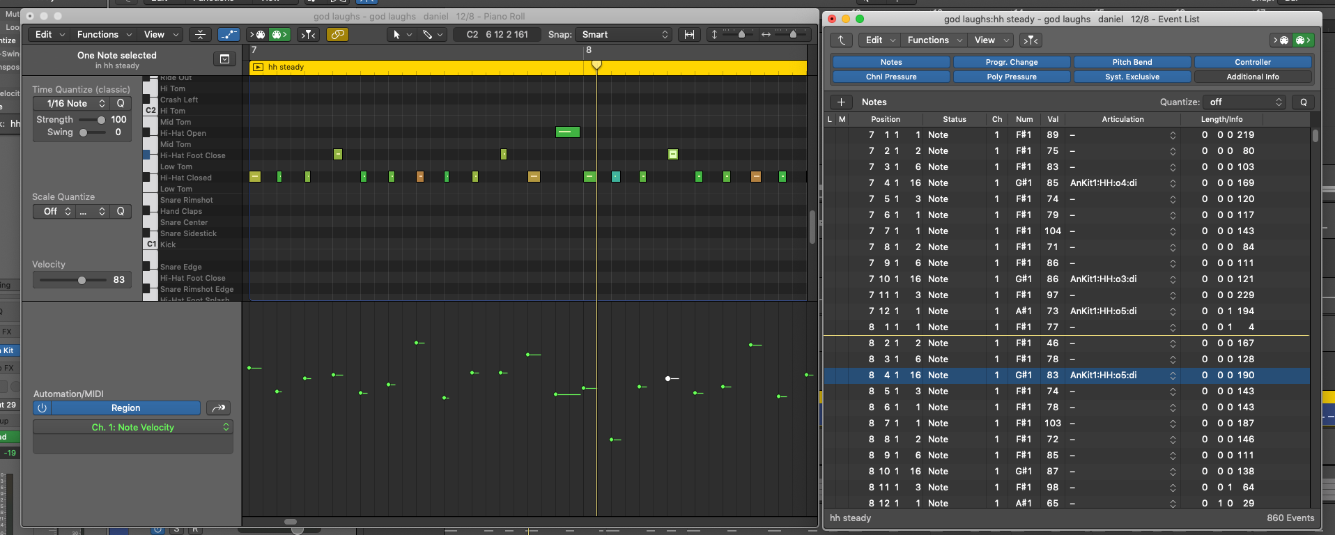 Open and half-open hi-hats Drumkit Designer - Logic Pro - Logic Pro Help