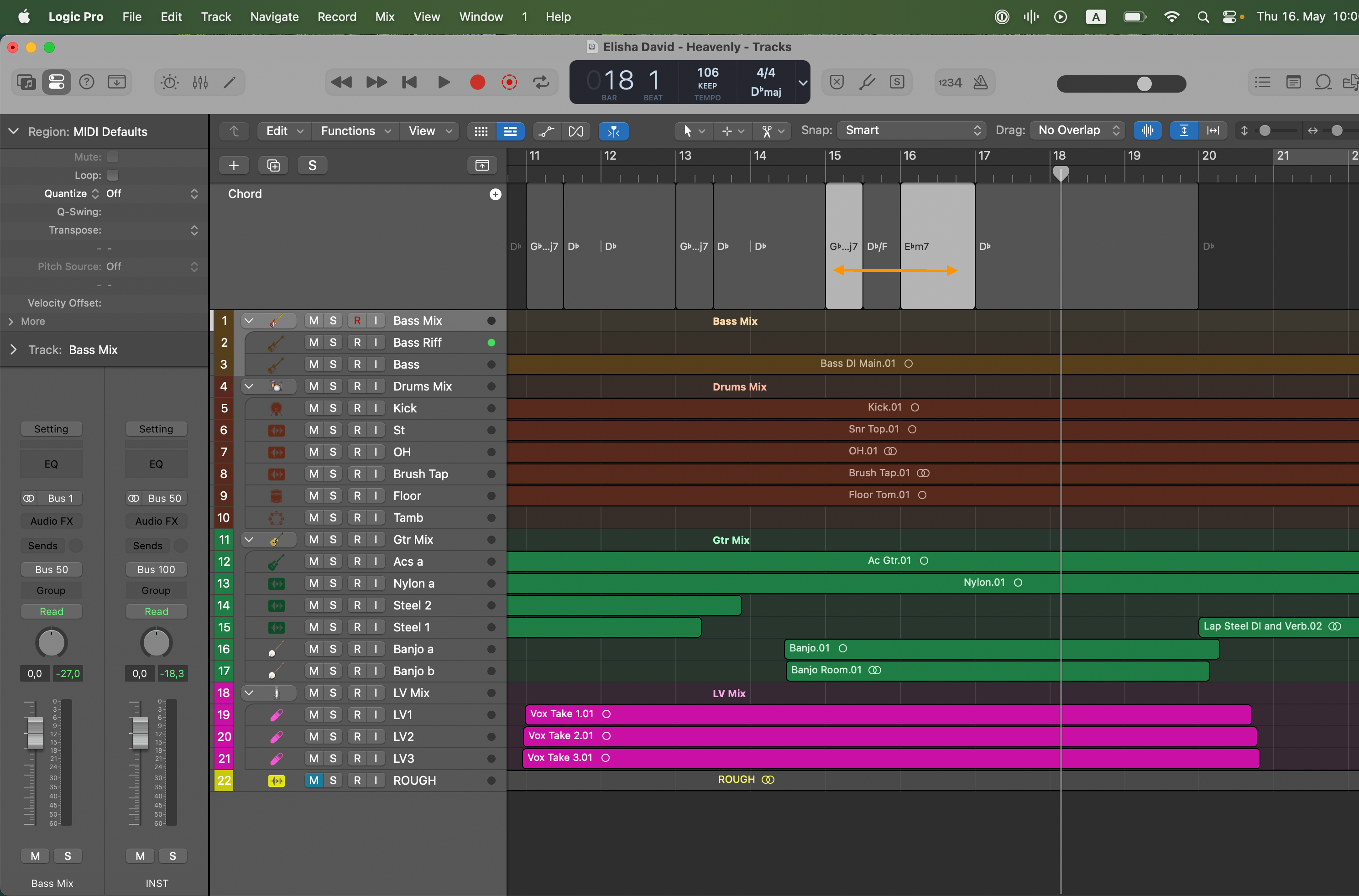 Chord track select a range - Logic Pro - Logic Pro Help