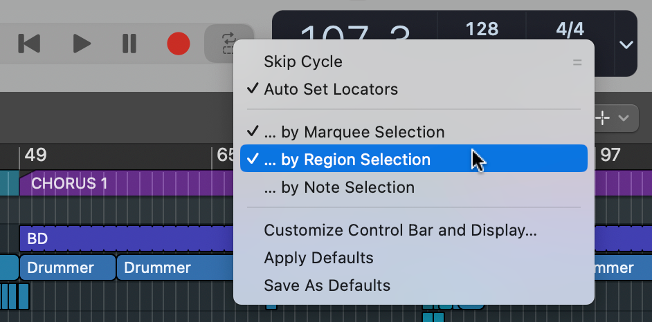 Set cycle by selected regions? [SOLVED] - Logic Pro - Logic Pro Help