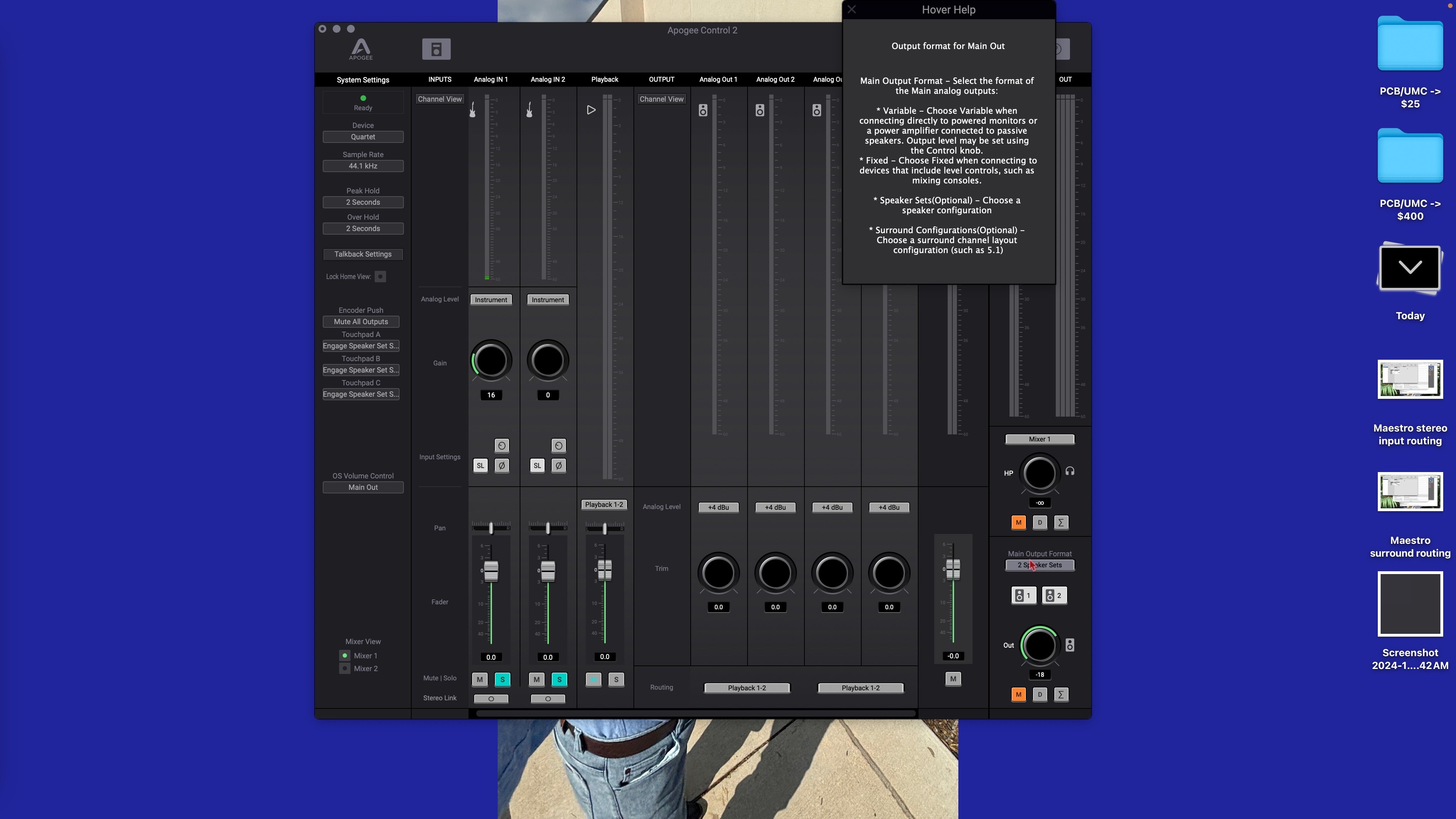 No guitar Audio output, suddenly, but audio output when selecting ...