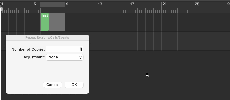 Setting duplicate distances - Logic Pro - Logic Pro Help