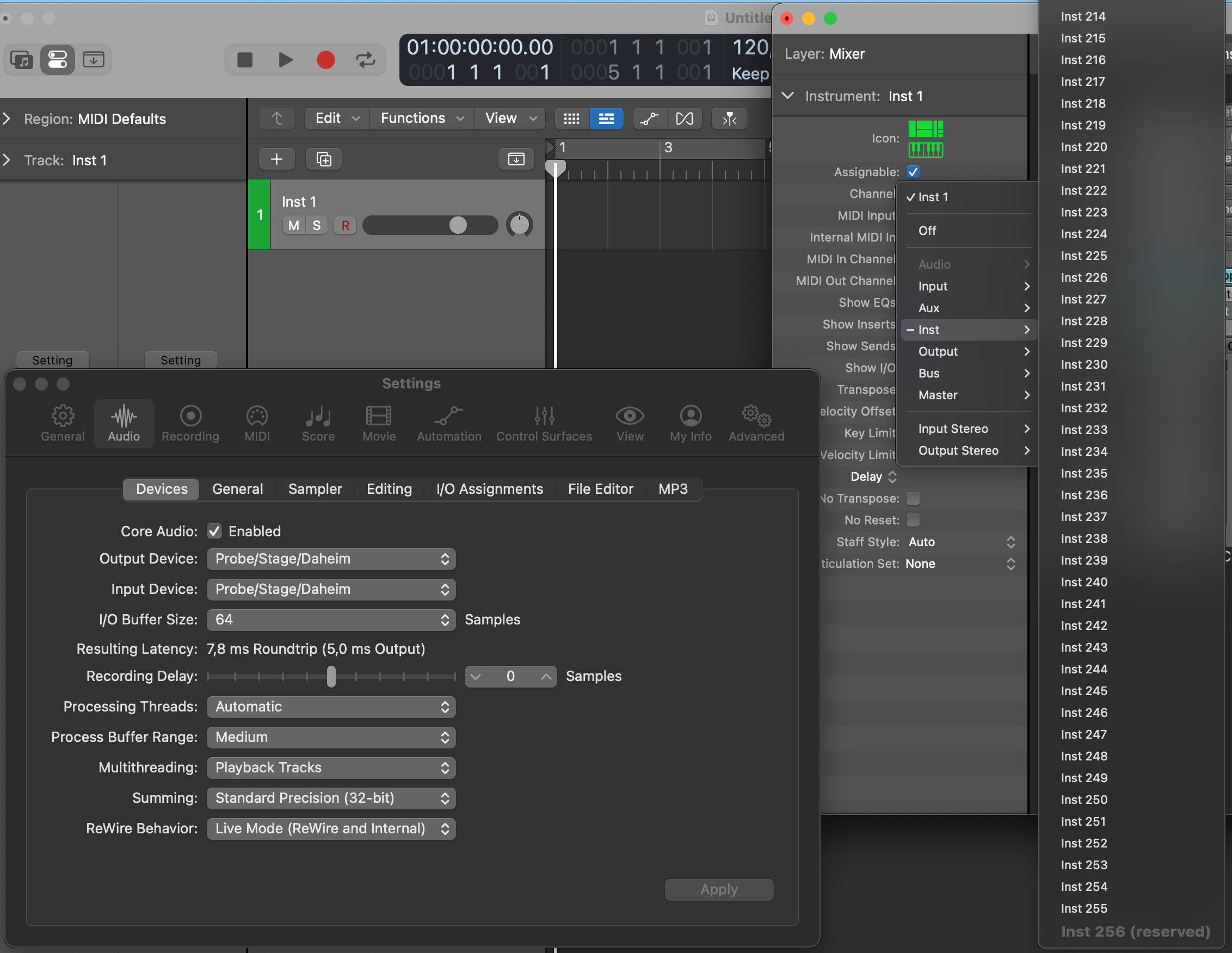 logic pro create new software instrument > new track has no place to ...