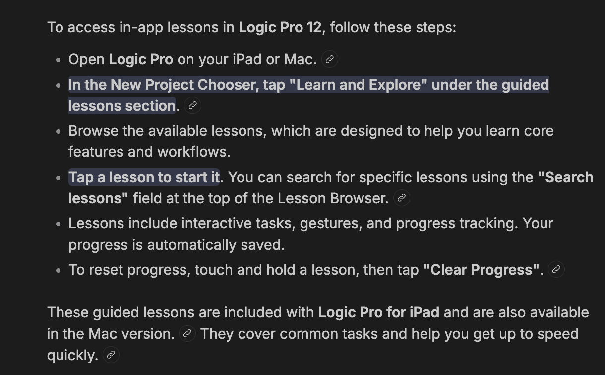 In app lessons tutorials for LP 12 ? - Logic Pro - Logic Pro Help