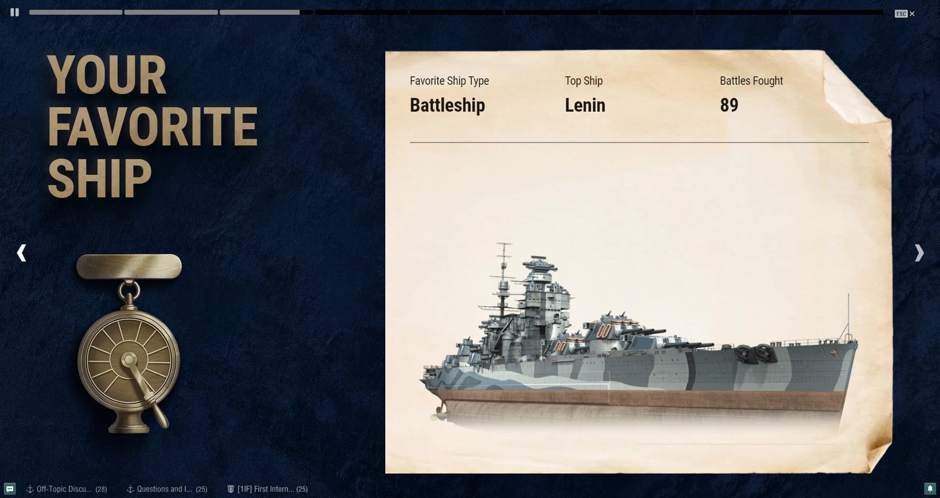 A Decade at Sea, Your Battle Record: your favourite ship (according to ...