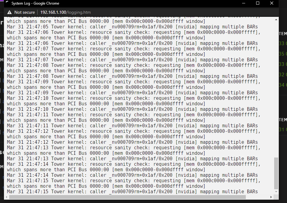 Nvidia mapping multiple BARs reported in LOG. - General Support - Unraid