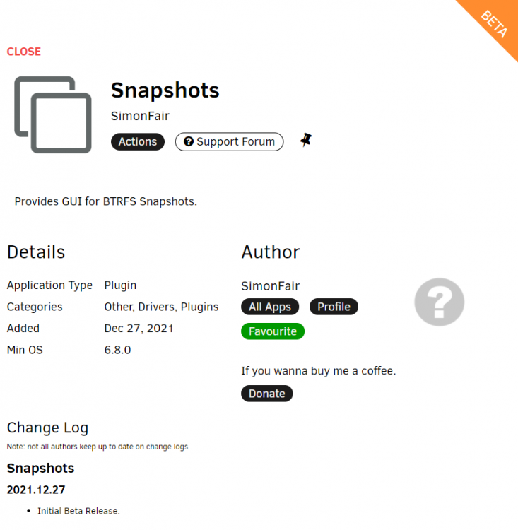 [Plugin] Snapshots - Plugin Support - Unraid