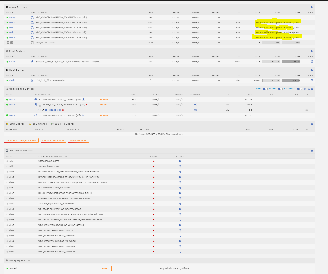 Disks Unmountable After "New Config" and drivers switched from SAS to ...