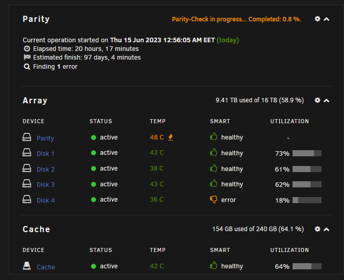 problem with Parity Check taking estimated time of 100 days for 6 tb ...