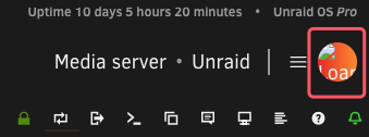 How do I change the avatar in the upper right corner of the webGUI ...