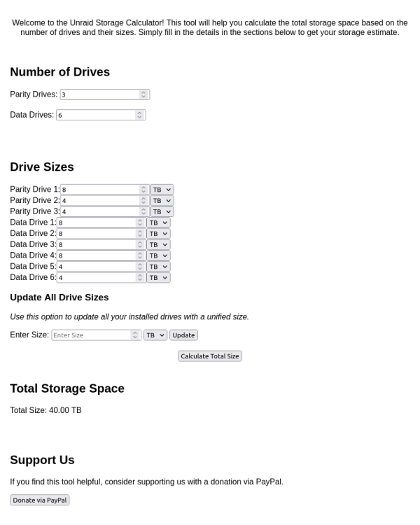 Unraid Calculator - General Support - Unraid