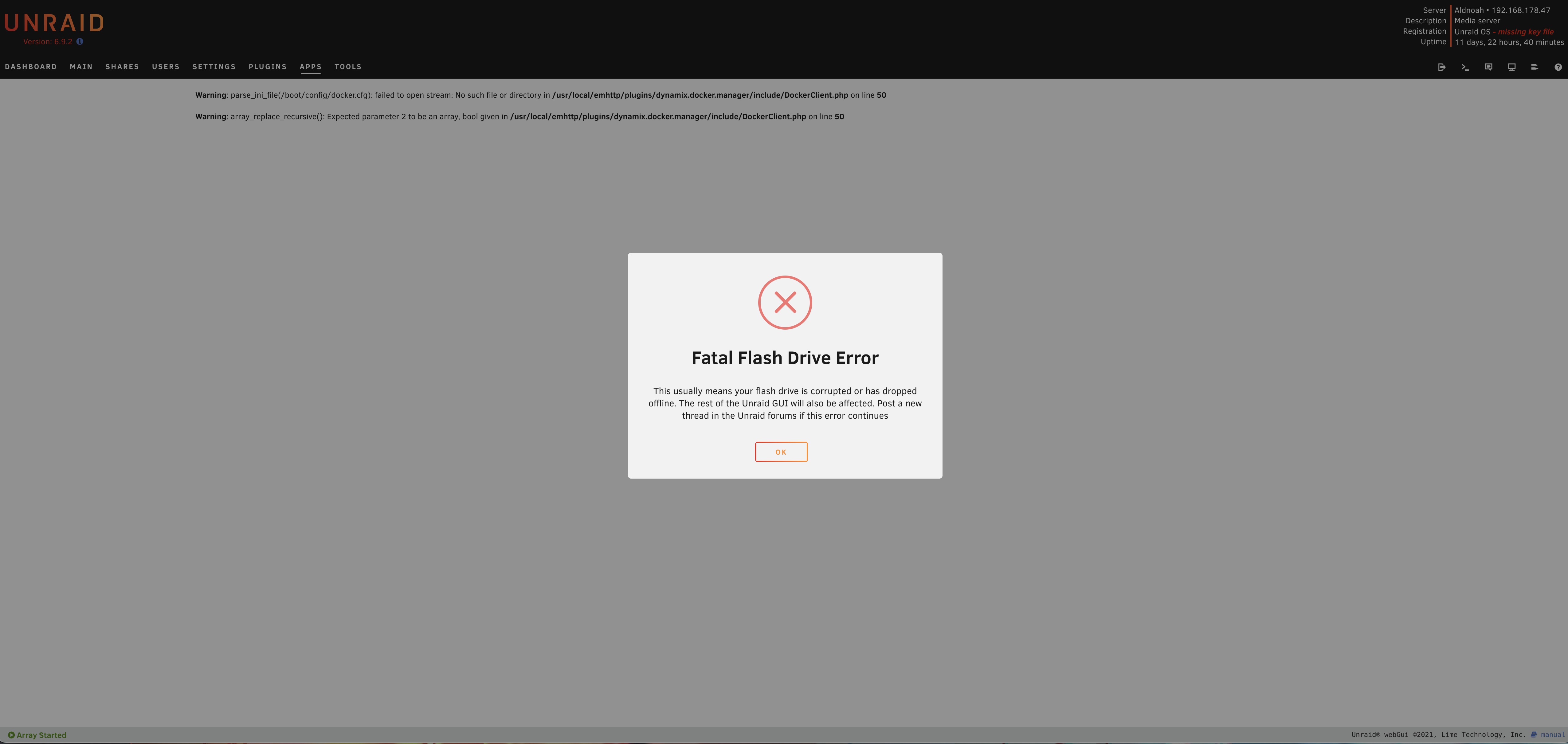 Fatal Flash Drive Error – Unraid still running, Cache unavailable ...