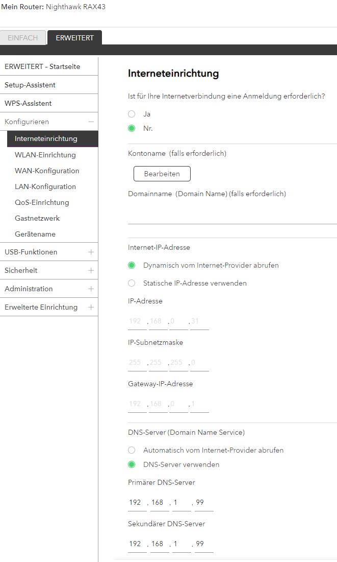 Adguard Home und Netgear RAX43 - Deutsch - Unraid